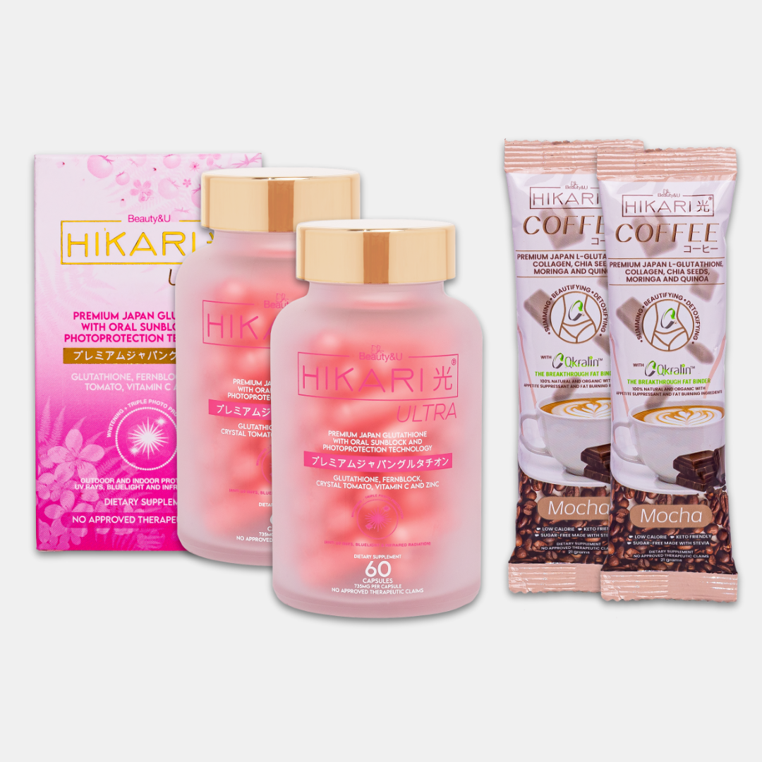 2 Bottles Beauty&U Hikari Premium Japan Glutathione + Hikari Mocha Cof ...