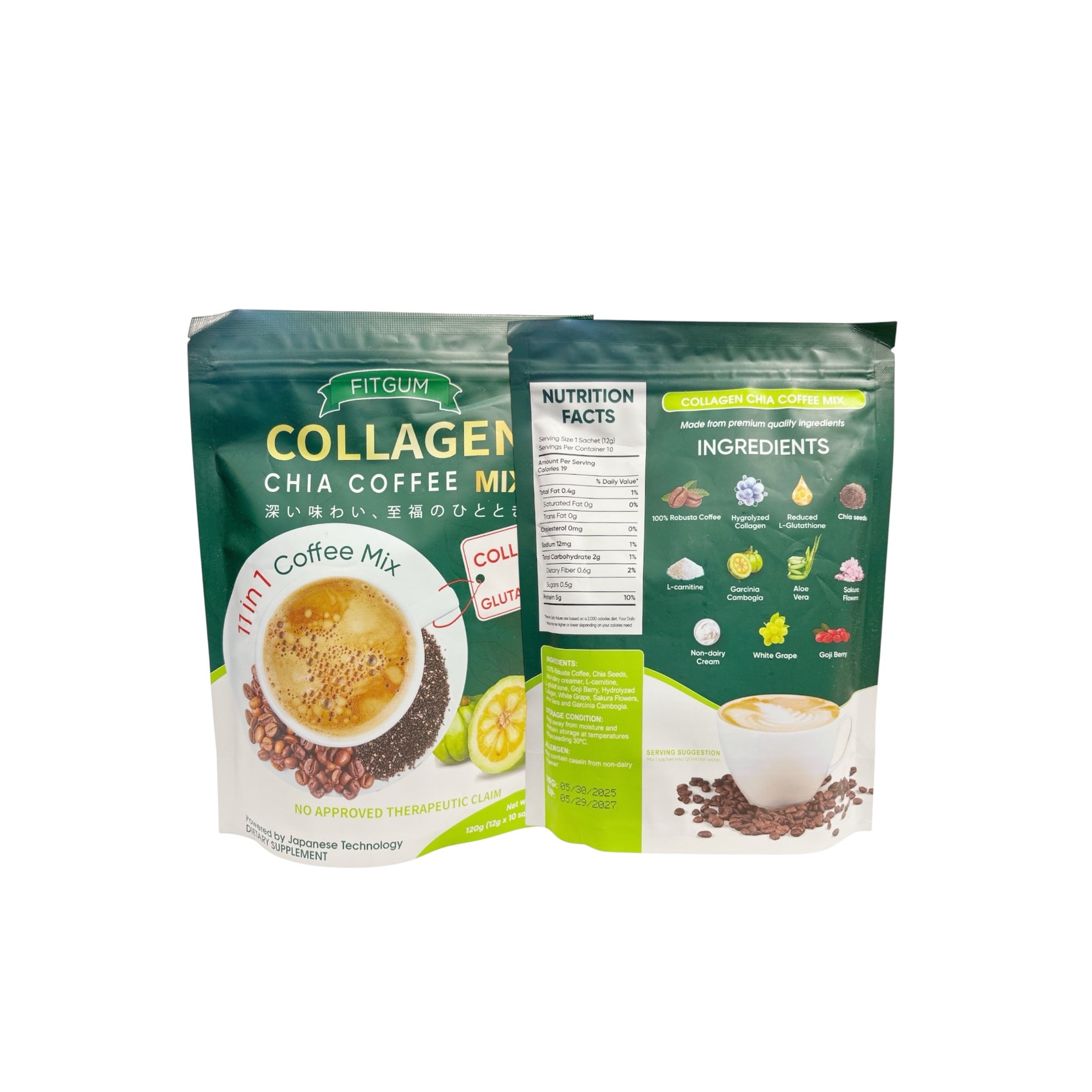 FITGUM FIT GUM FITGUM Collagen Chia Coffee - 11 in 1 Coffee Mix – D ...