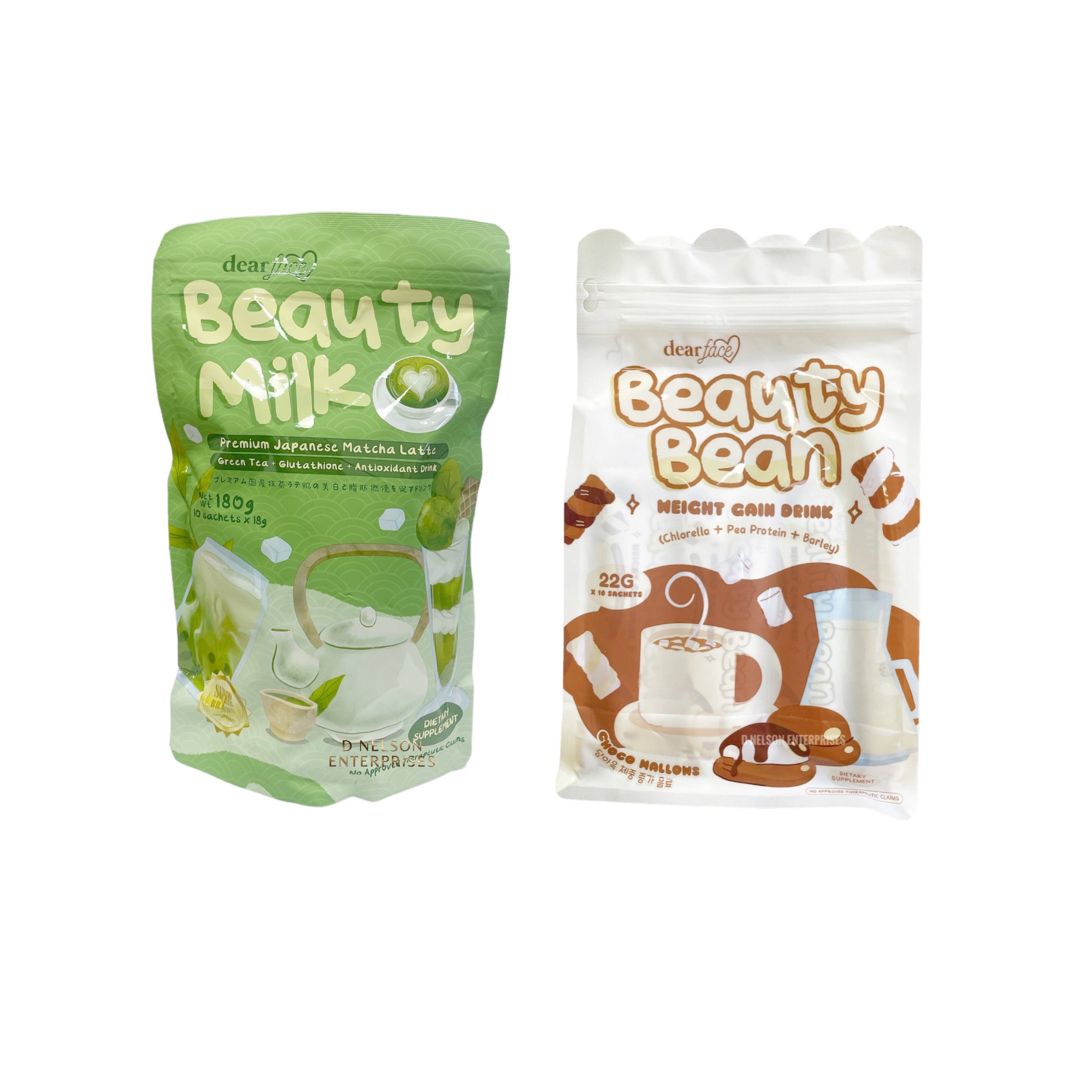 Dear Face Beauty Milk Matcha Latte & Beauty Bean WEIGHT GAIN Choco Mal ...