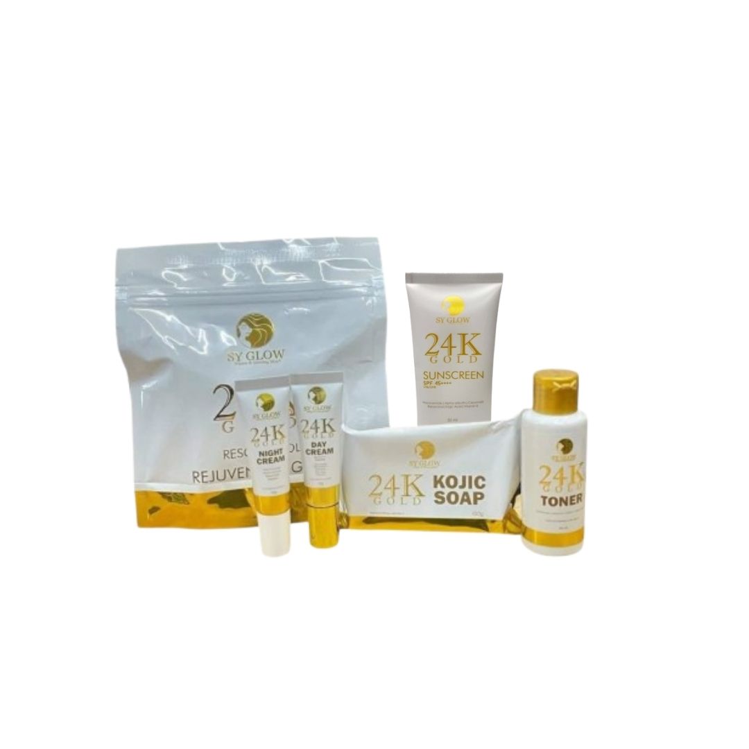 SY GLOW 24K Gold Rejuvenating 4-Step Facial Kit + SPF 45 Sunscreen wit ...