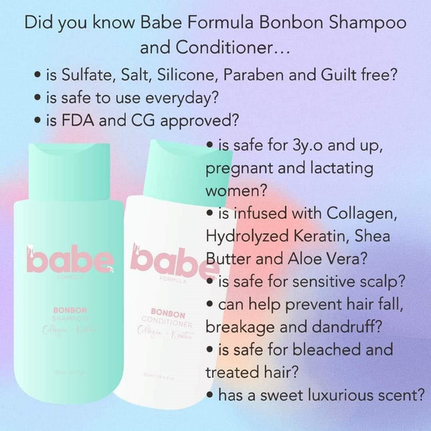 2 Bottles BABE Formula BON BON Shampoo With Collagen & Keratin- EXPIRE