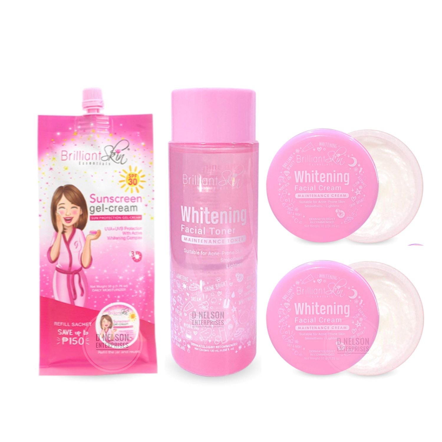 Brilliant Skin Essentials Whitening Facial Set - Whitening Toner, 2 Cr ...