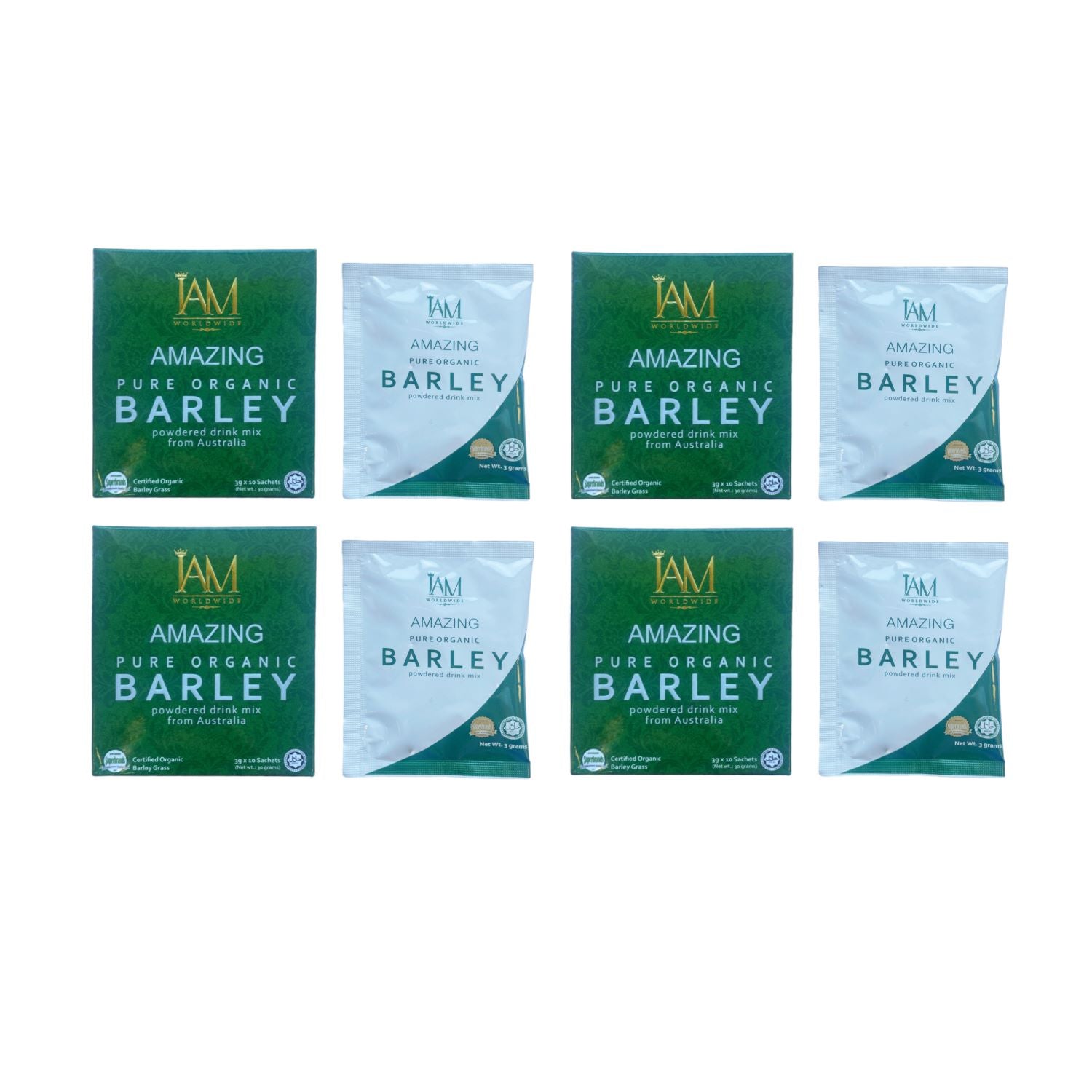 4 Boxes IAM Worldwide Amazing Pure Organic Barley Powdered Drink Mix ...