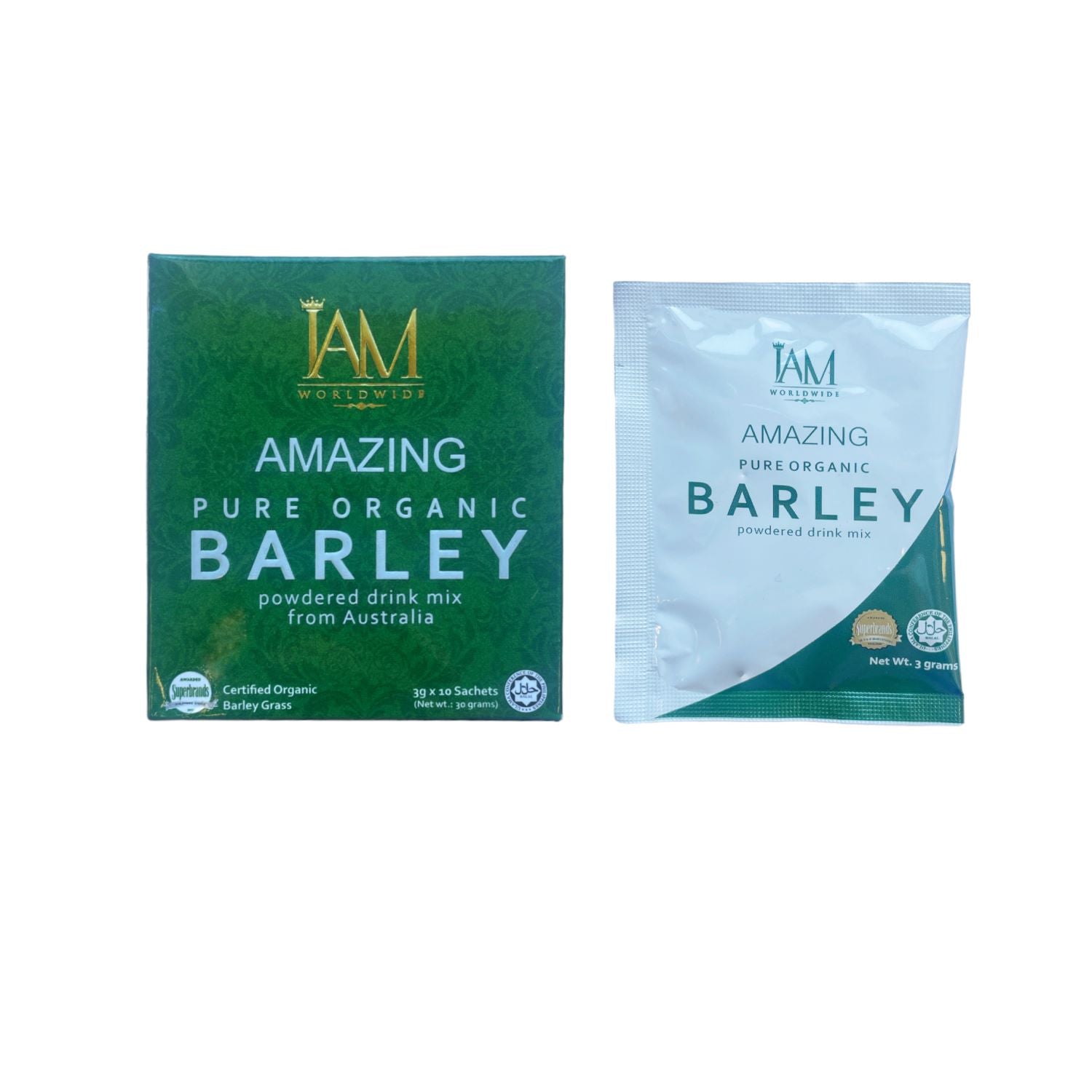 IAM Worldwide Amazing Pure Organic Barley Powdered Drink Mix, 10 Sache ...