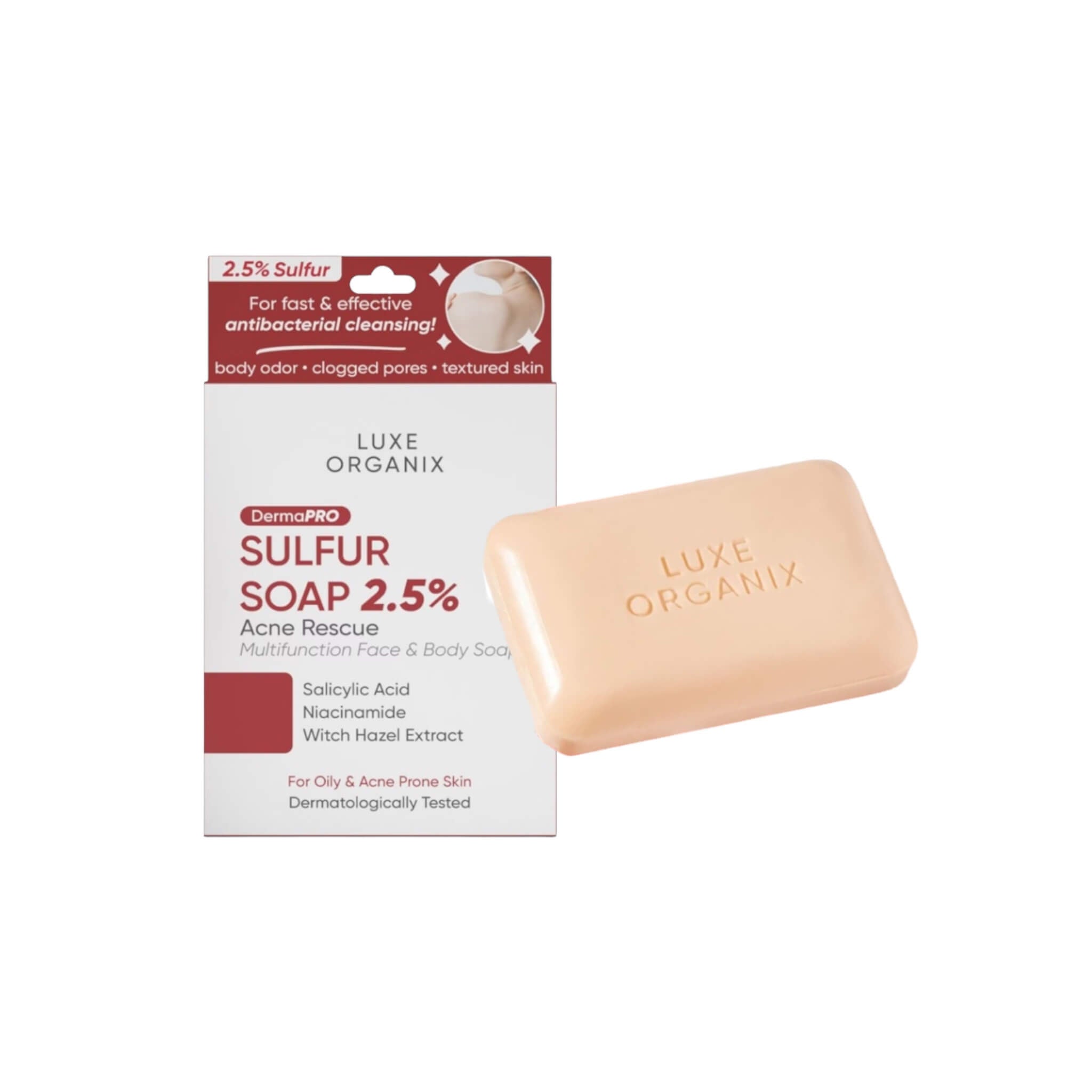 LUXE ORGANIX Dermapro Sulfur Soap 2.5% Acne Rescue 80g – D Nelson ...