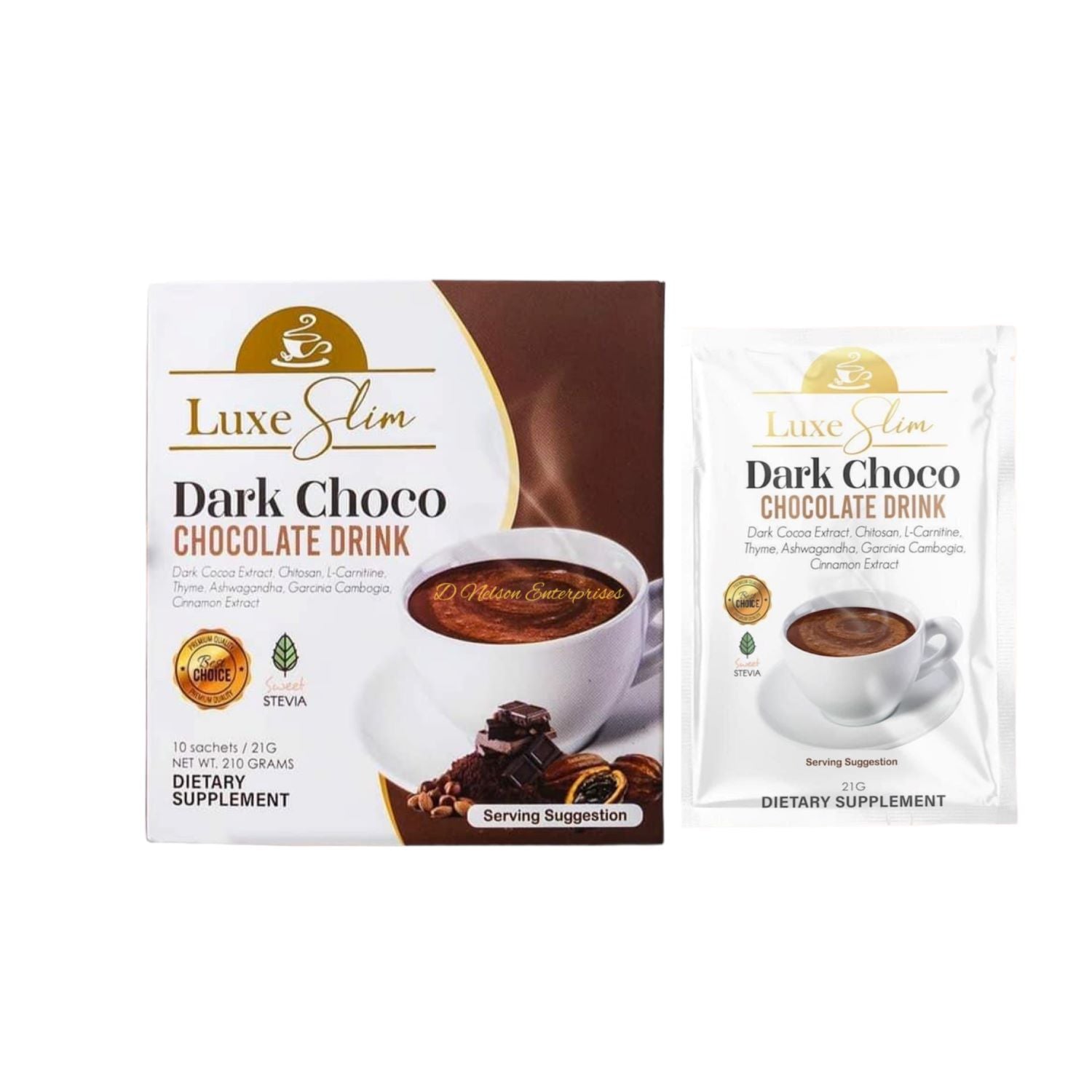 Luxe Slim Dark Choco Chocolate Drink, 10 Sachets – D Nelson Enterprises