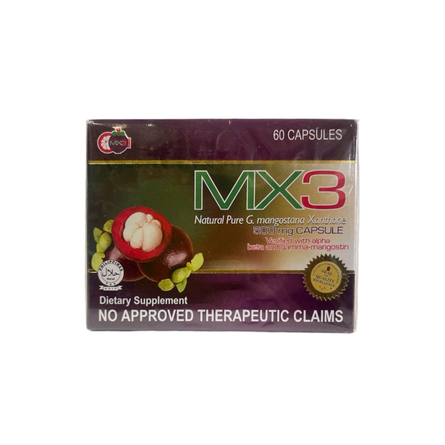 MX3 Natural Pure Mangosteen Xanthone 500mg Capsule, 60 Count – D Nelson Enterprises