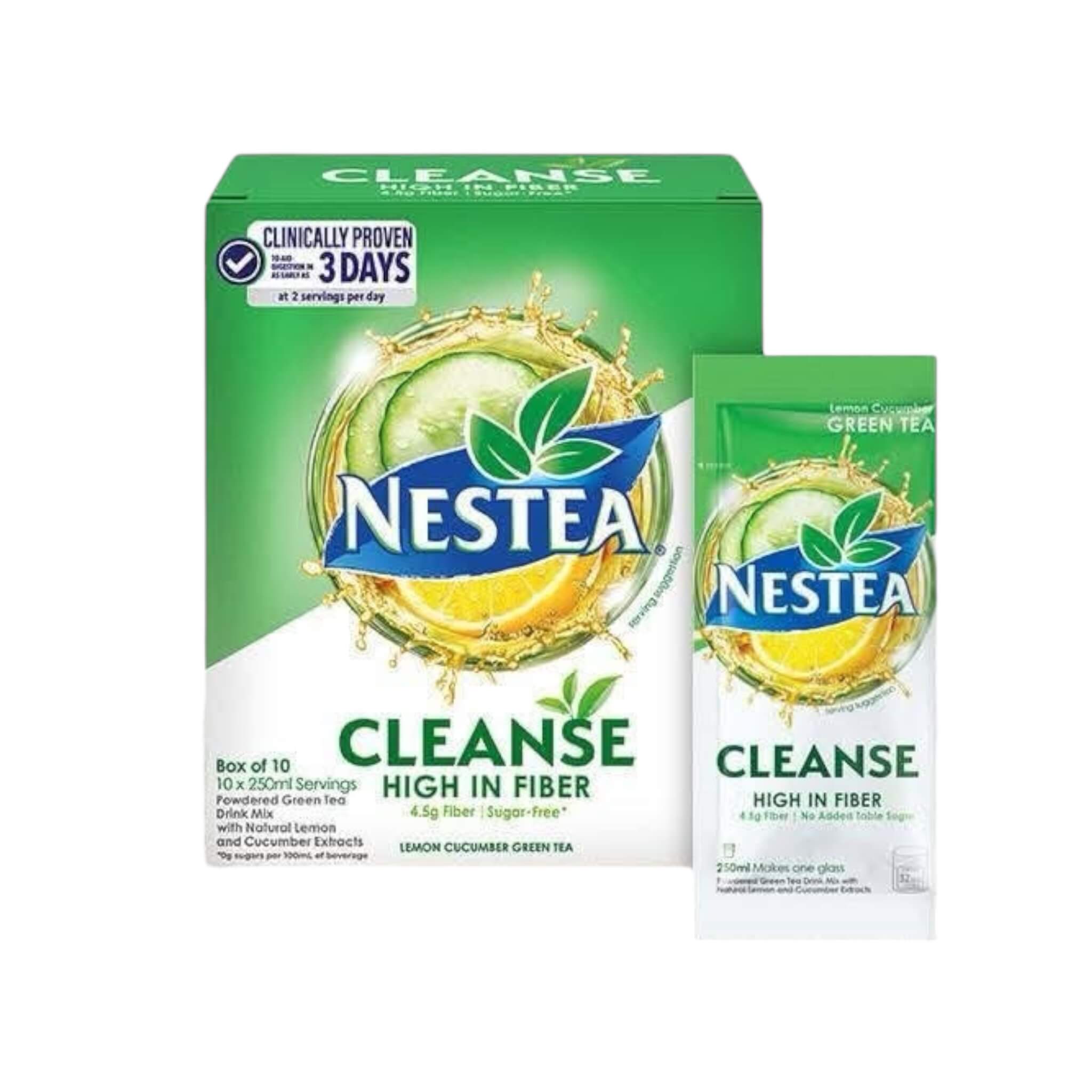 NESTEA Cleanse High Fiber Green Tea Drink Mix, Lemon Cucumber Flavor ...